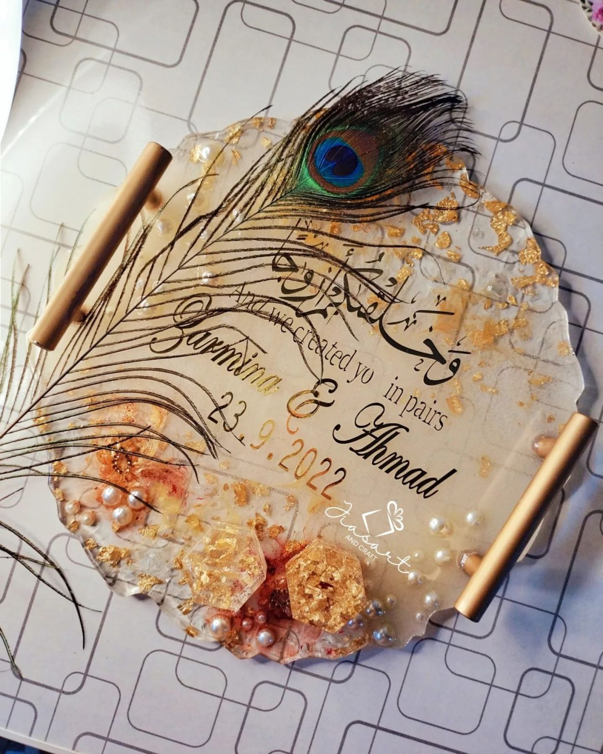 10 inches Red & Dull Gold Resin Engagement Tray – Jia's Art